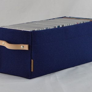 CD Storage Box With Leather Handle, Felt Basket, Minimalist ...