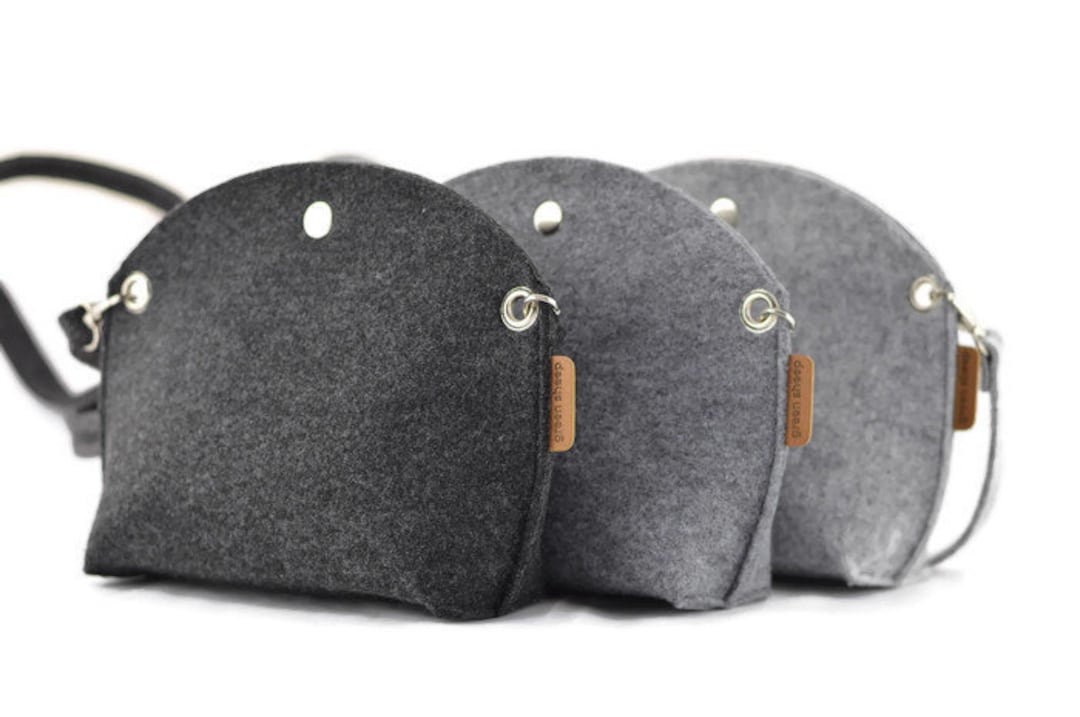 Small Crossbody Purse, Gray Minimalist Felt Handbag, Small Size Felt ...