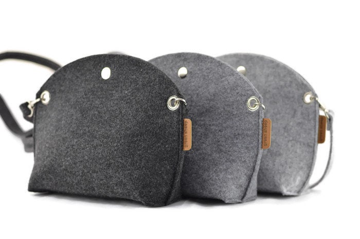 Small Felt Purse Gray Minimalist Crossbody Felt Handbag | Etsy