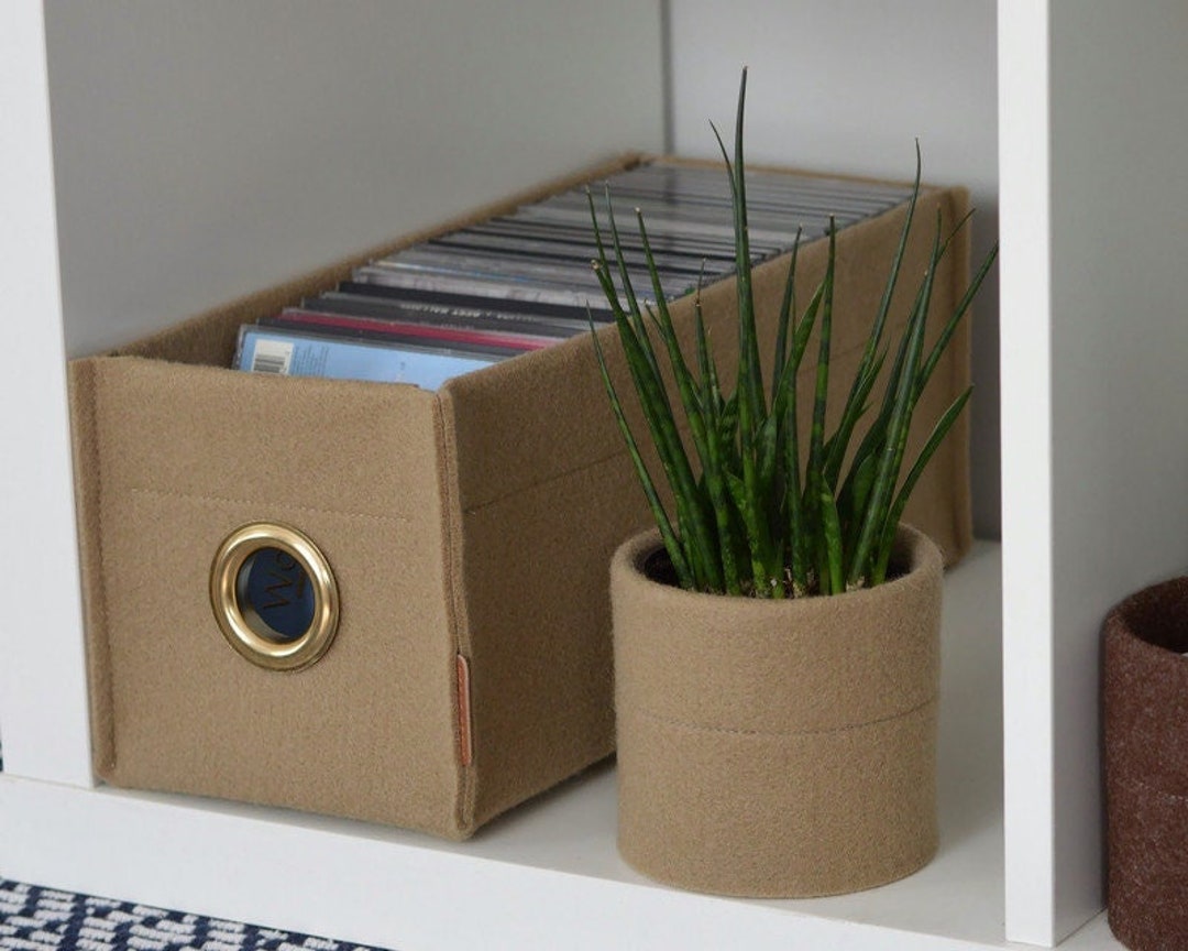 CD Storage Box With Metal Circle, Color Felt Basket, Minimalist ...
