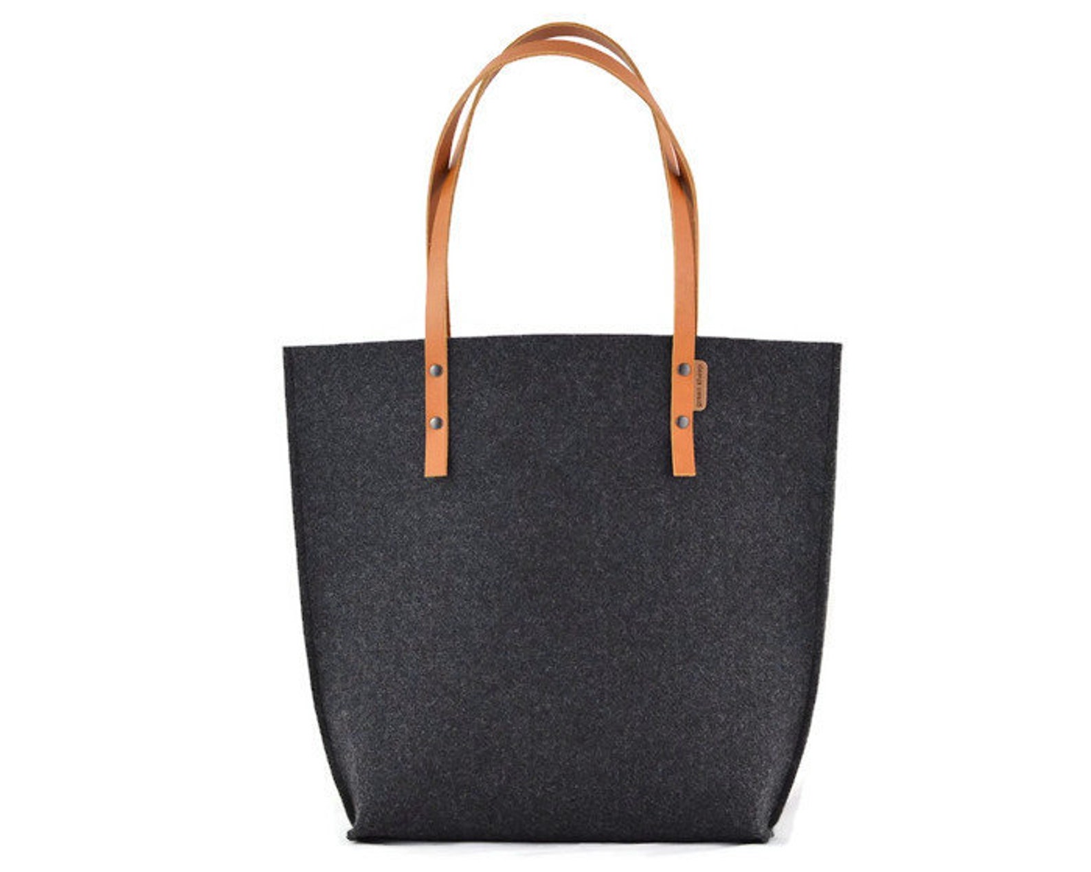 Felt Bag With Leather Handles Minimalist Felt Handbag Felt - Etsy