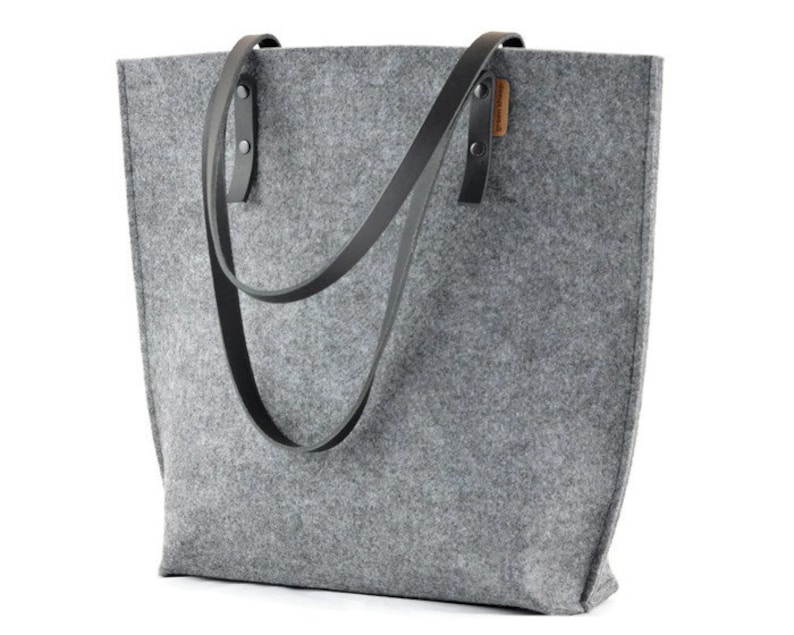 Felt Tote Bag With Leather Handles Minimalist Felted Large - Etsy