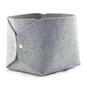 Storage Basket, High Medium Grey Felt Storage Bin, Felt Bin, Basket ...