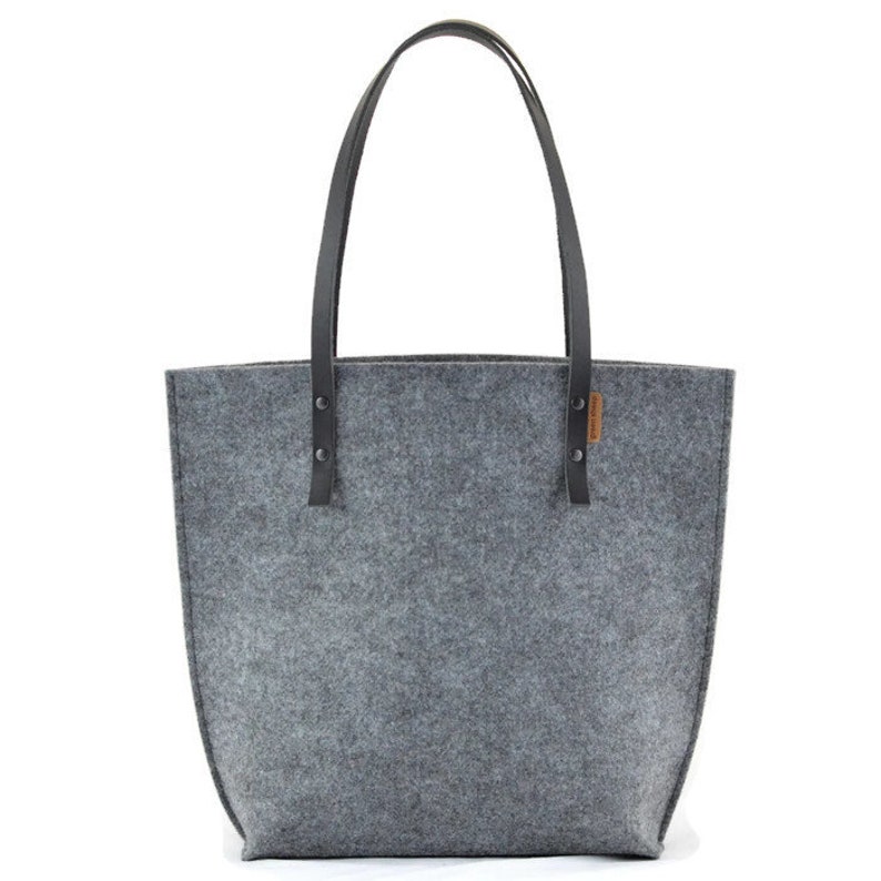 Felt Tote Bag With Leather Handles Minimalist Felted Large - Etsy