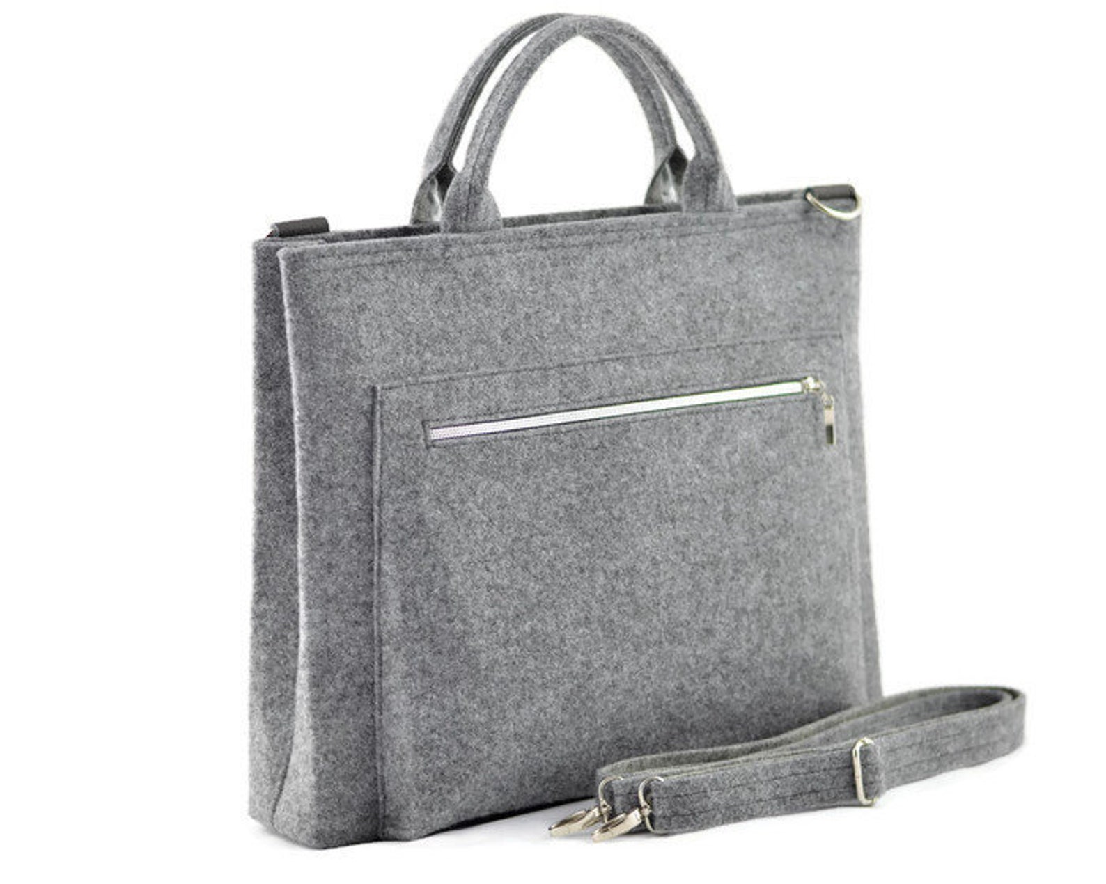 Gray Minimalist Laptop Bag Made Out of Felt, Messenger Grey Felt ...