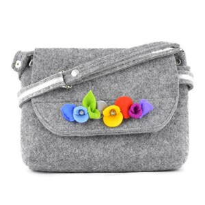 Felt Purse for a Girl With Rainbow Flowers, Girl's Handbag With ...