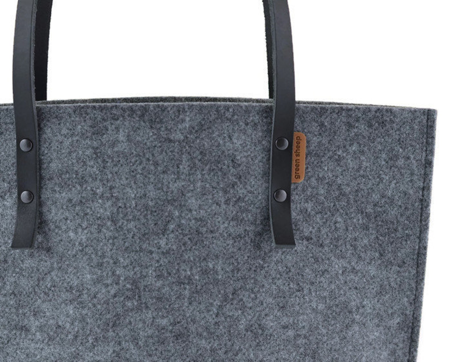 Felt Tote Bag With Leather Handles Minimalist Felted Large | Etsy