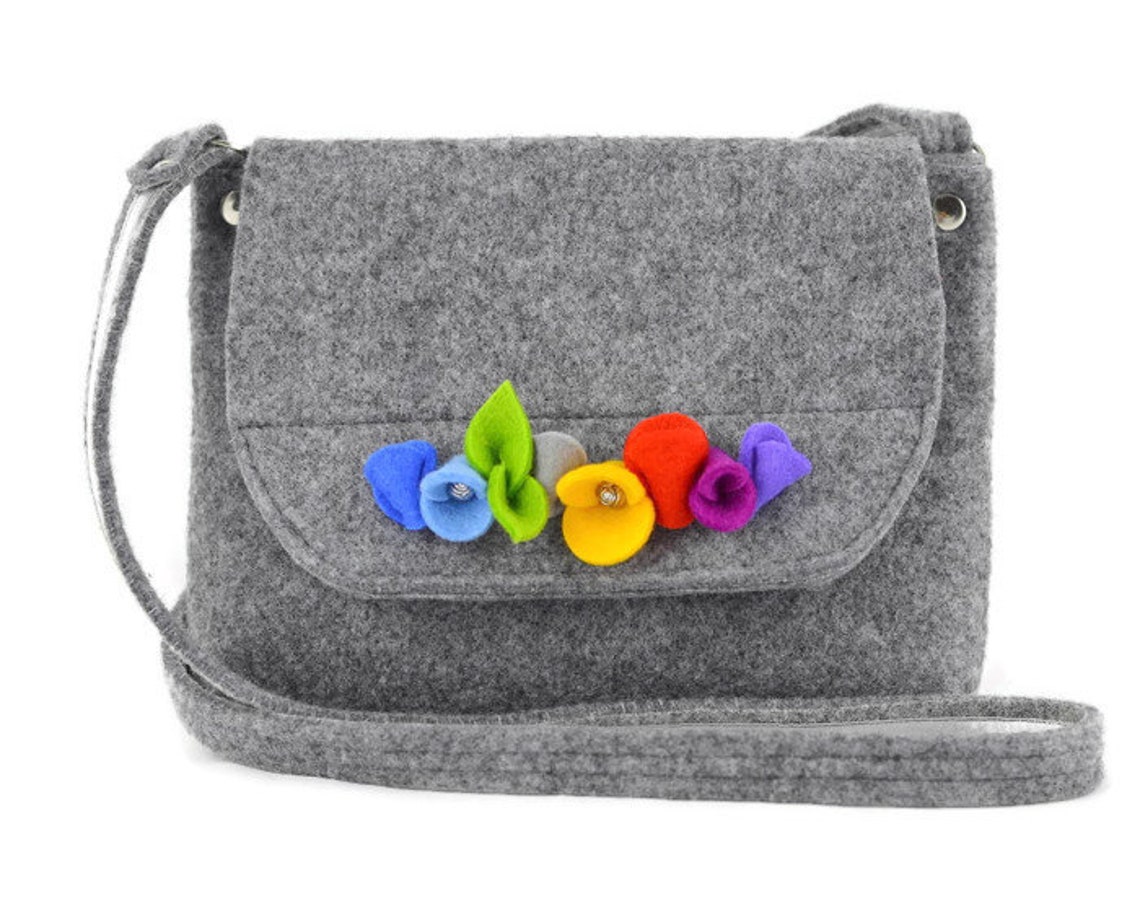 Felt Purse for a Girl With Rainbow Flowers Girl's Handbag | Etsy