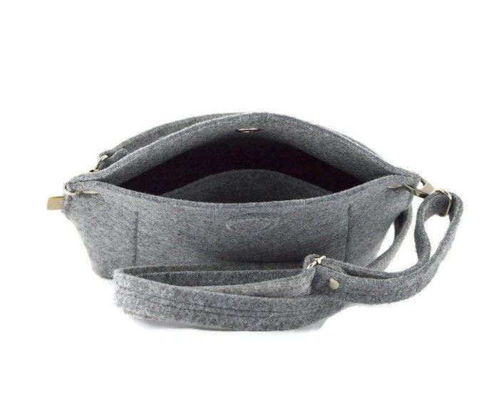 Small Felt Purse, Gray Minimalist Crossbody Felt Handbag, Small Size ...