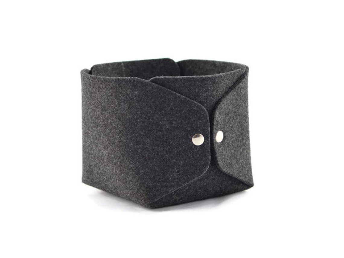 Nordic Style Felt Storage Box, Small Charcoal Felt Basket, Bathroom ...