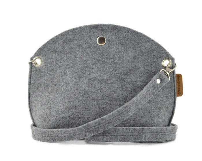 Small Felt Purse, Gray Minimalist Crossbody Felt Handbag, Small Size ...