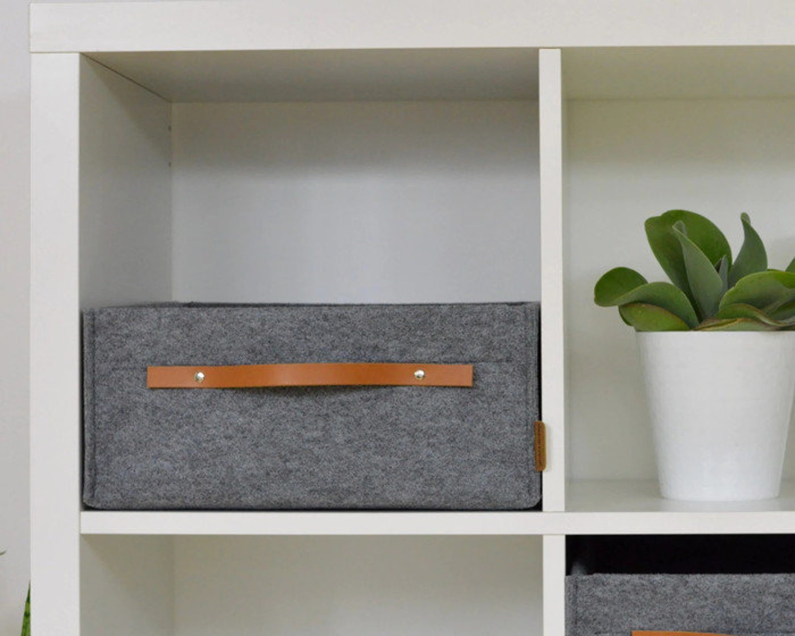 Felt Storage Box With Leather Handle Fits to Ikea Kallax - Etsy