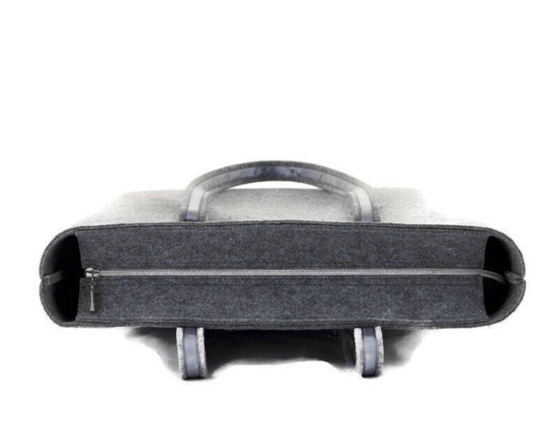 Felt Bag With Zipper Closure Minimalist Handbag Gray Felt | Etsy