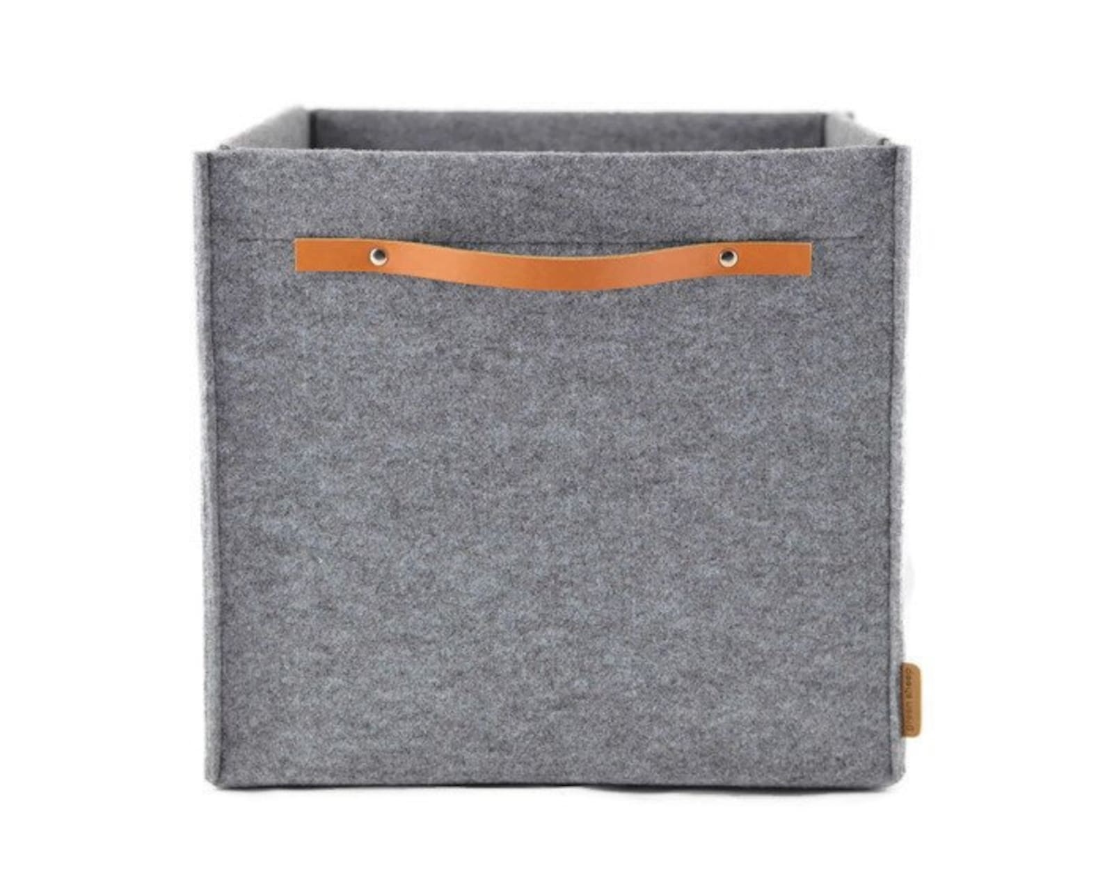 Felt Storage Box With Leather Handle Fits to Ikea Kallax - Etsy