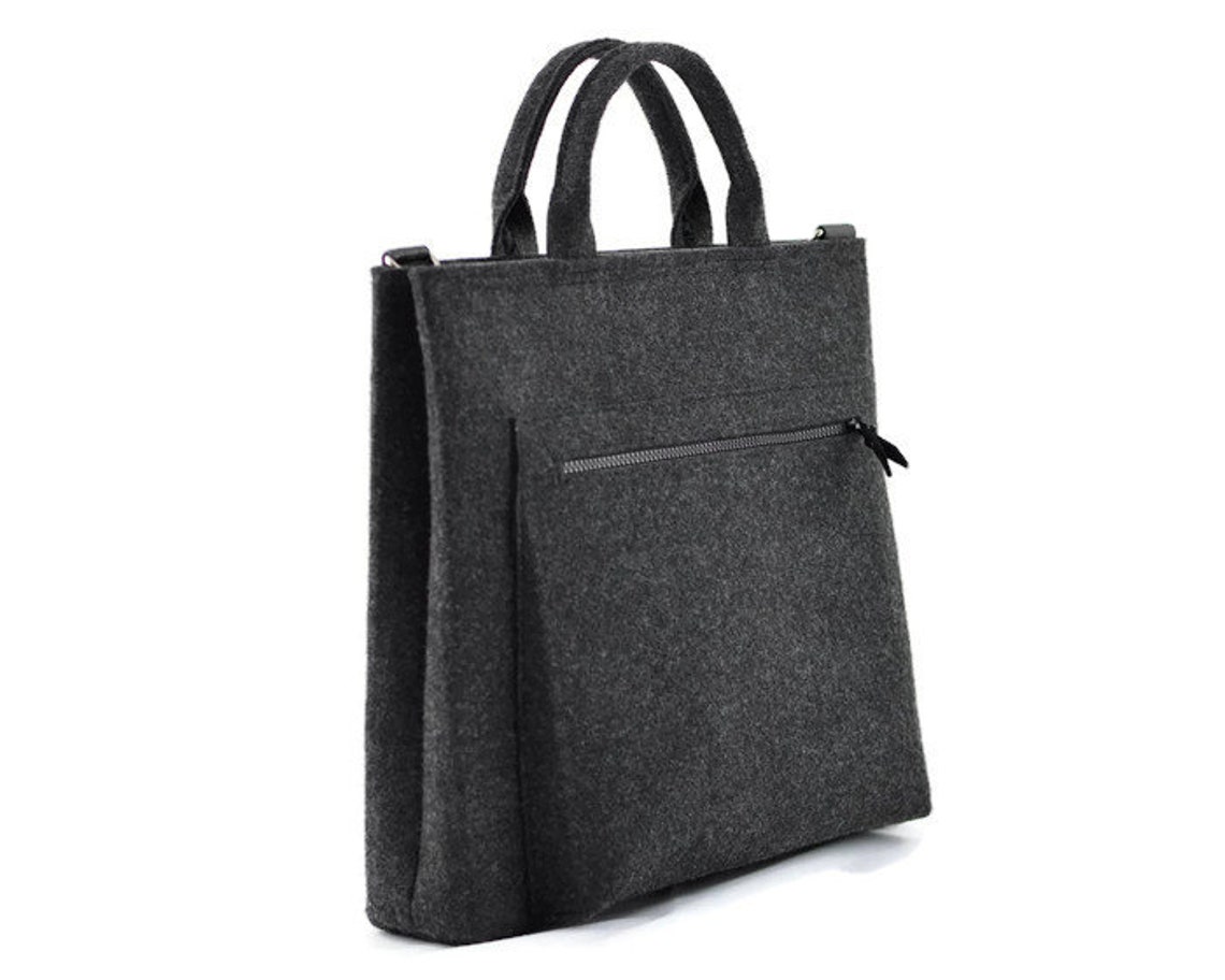 Laptop Felt Bag Minimalist Laptop Bag Messenger Charcoal | Etsy