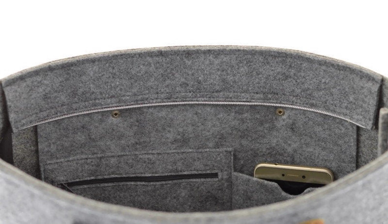 Felt Bag With Zipper Closure Minimalist Handbag Gray Felt | Etsy