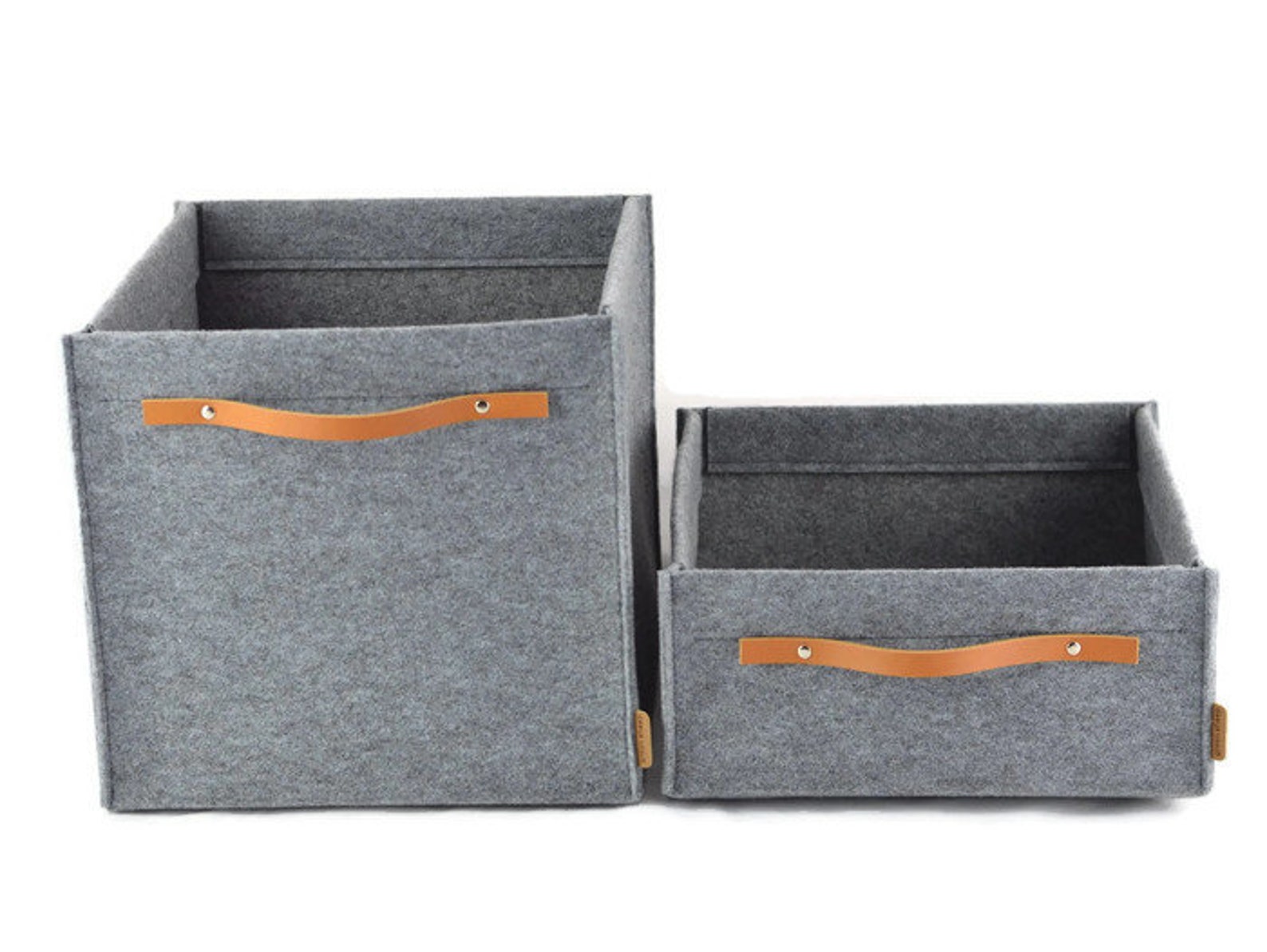 Felt Storage Box With Leather Handle Fits to Ikea Kallax - Etsy