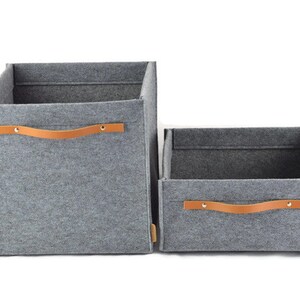 Felt Storage Box With Leather Handle, Fits to Ikea Kallax, Expedit ...