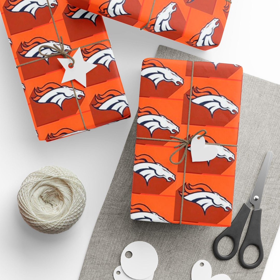 Denver Broncos Emblem Pattern Wrapping Paper | Football Team Gift Wrap ...