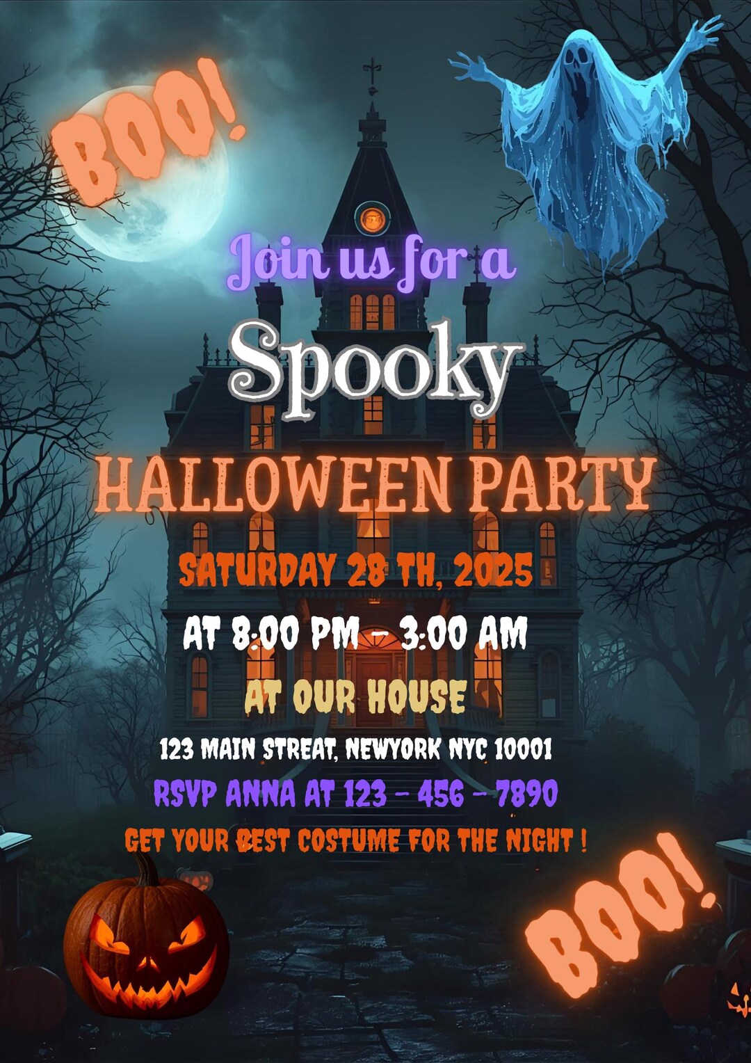 Spooky & Editable Halloween Party Flyer Template - Etsy