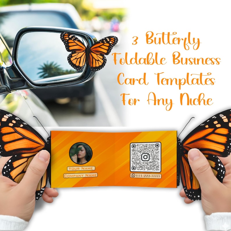 Butterfly Business Card Template | Foldable Visiting Card, QR Code ...