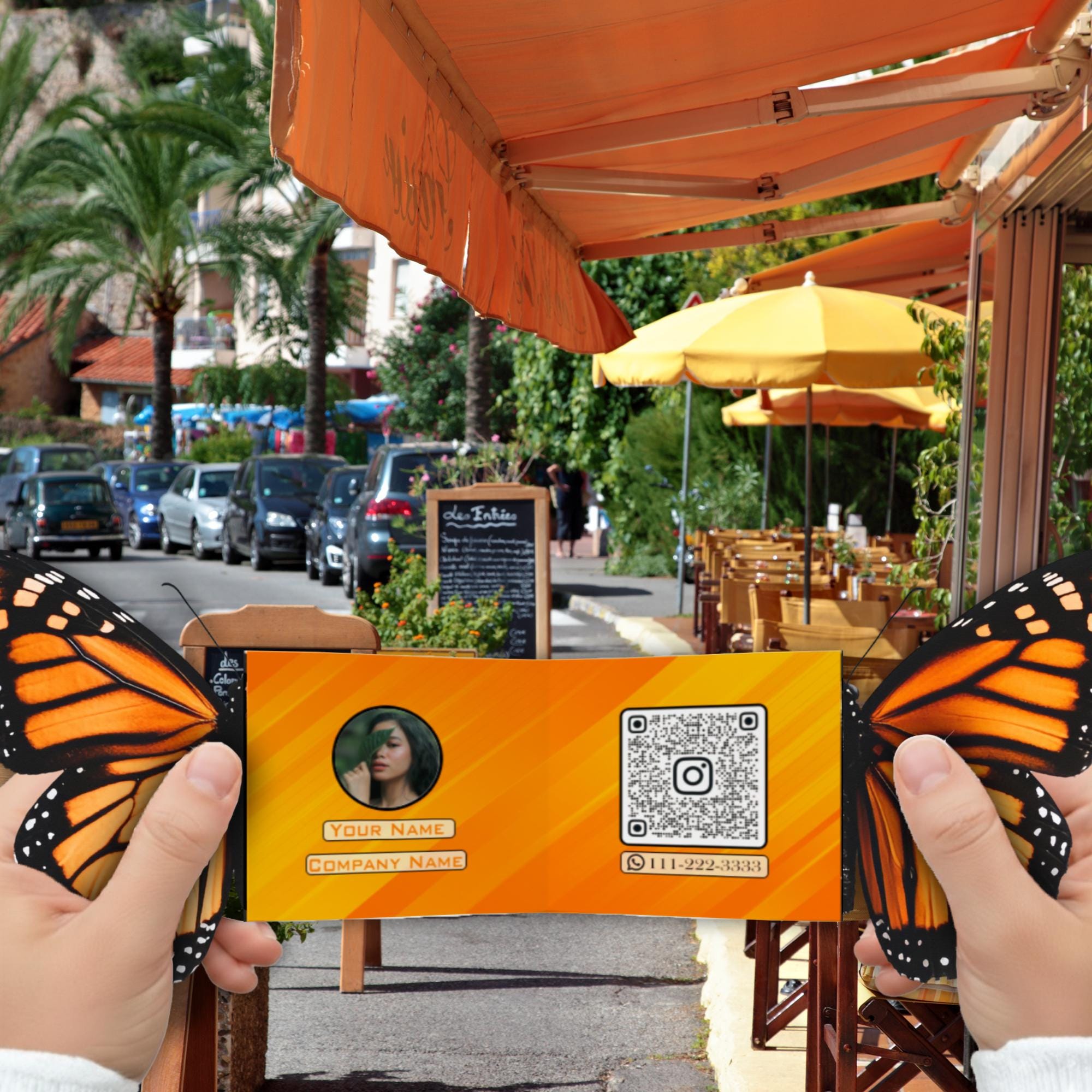 Butterfly Business Card Template | Foldable Visiting Card, QR Code ...