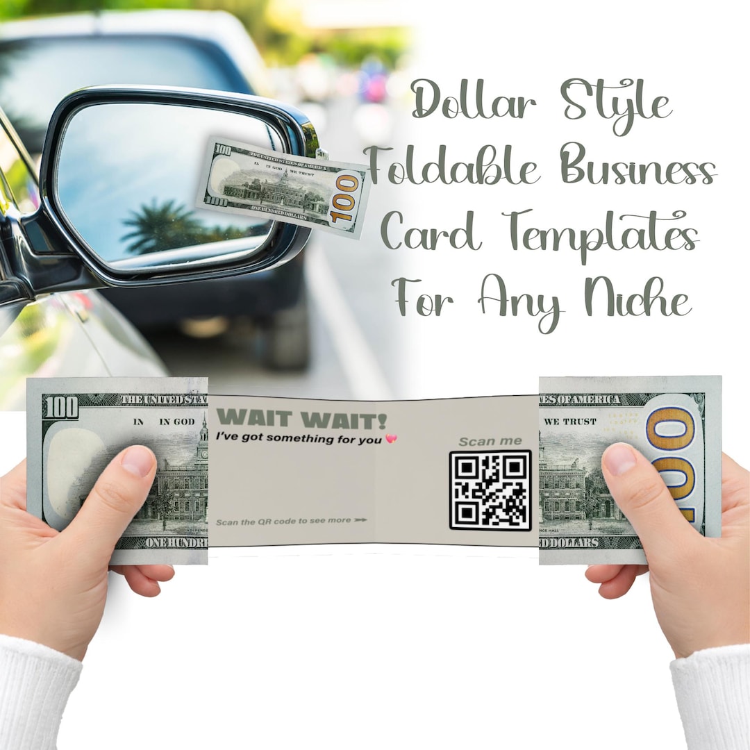Money Foldable Business Card Template | QR Code Canva Design (instant ...
