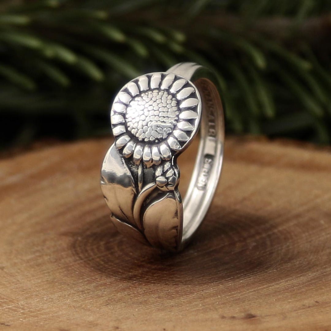 Dainty Sunflower Spoon Ring - Vintage Swedish Silverplate Spoon - Made ...