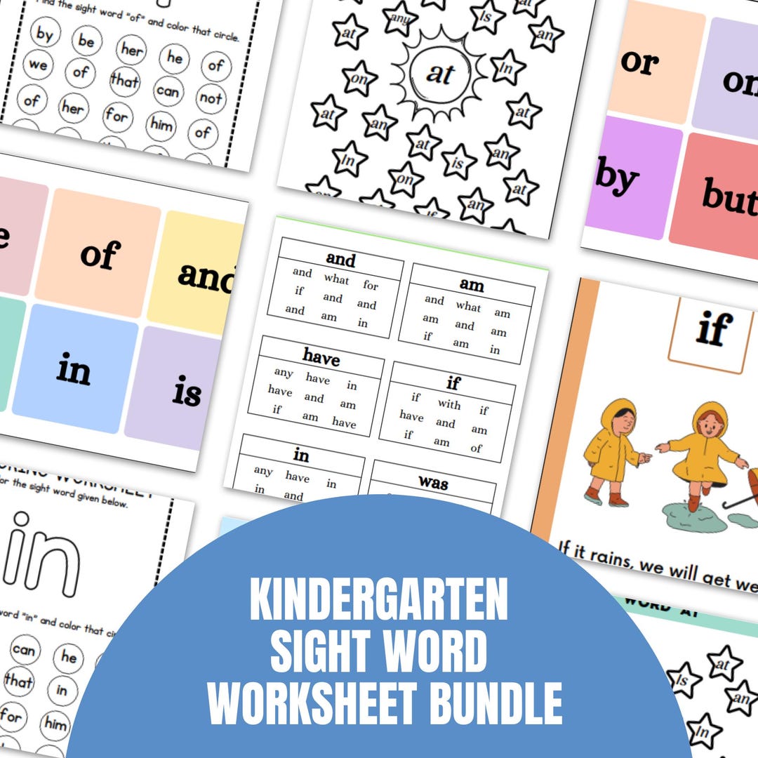 Sight Word Worksheet Bundle Kindergarten and Homeschool NO PREP Ready ...