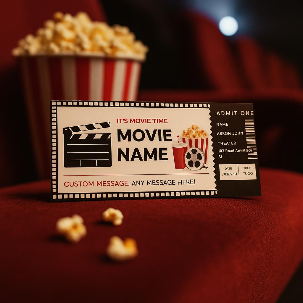 Printable Movie Night Ticket | Editable Movie Gift Template | Cinema ...