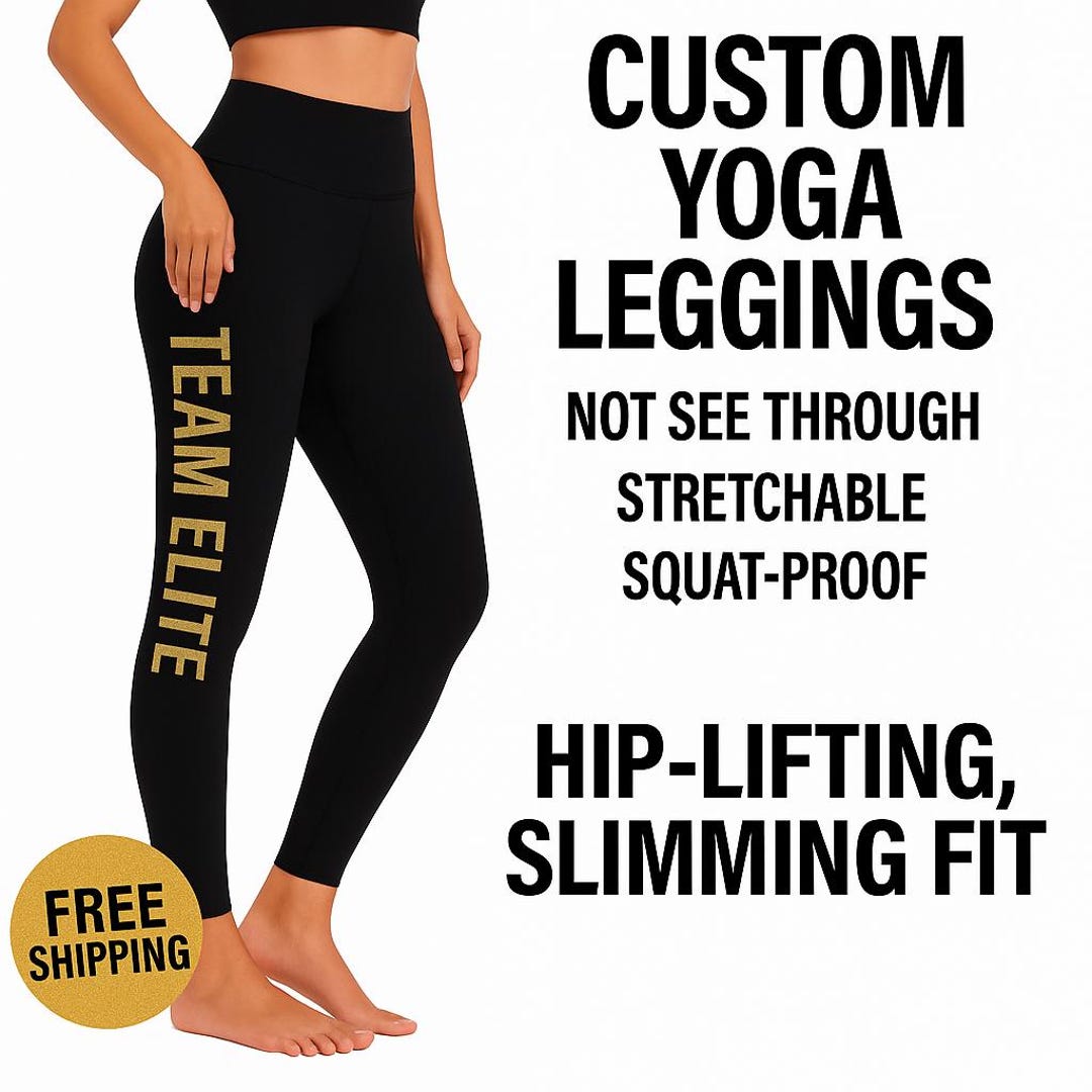 Custom Yoga Leggings With Name – Black High-waist Workout Pants ...