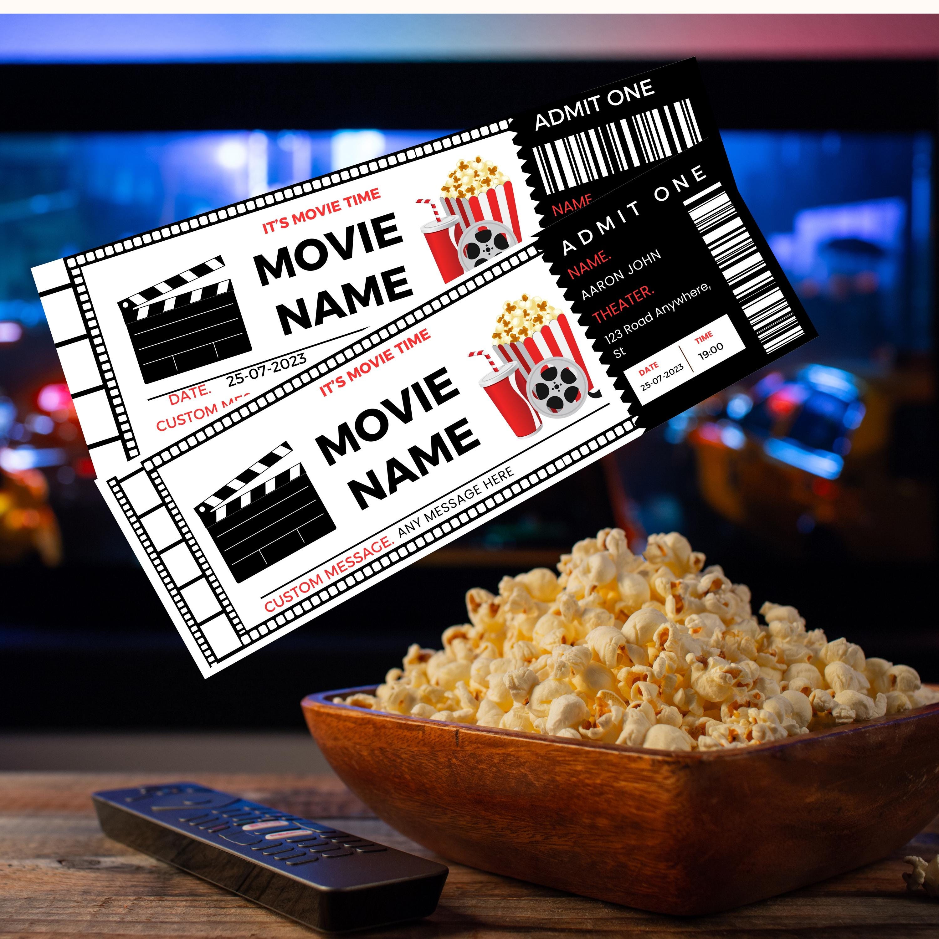 Printable Movie Night Ticket | Editable Movie Gift Template | Cinema ...