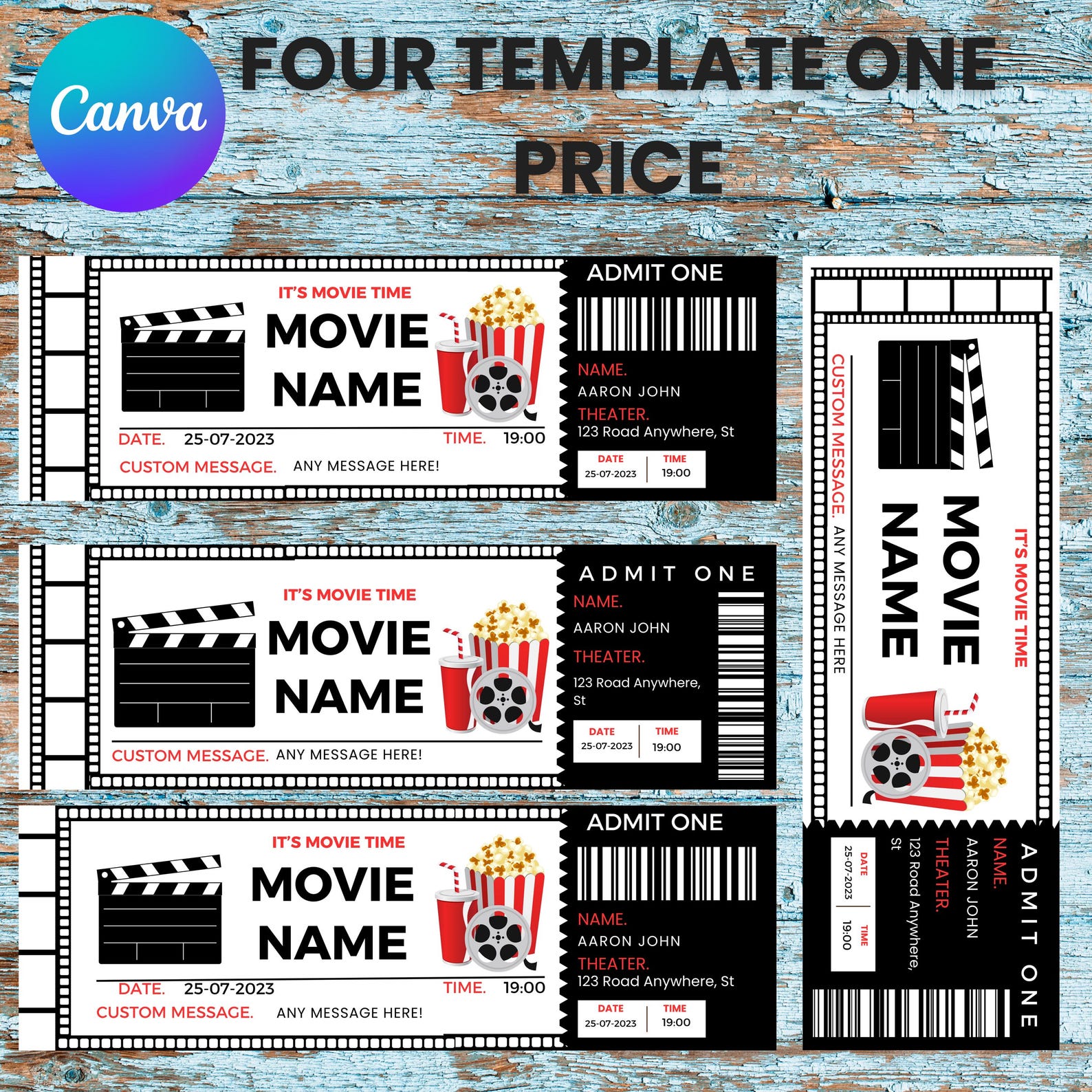 Printable Movie Night Ticket | Editable Movie Gift Template | Cinema ...