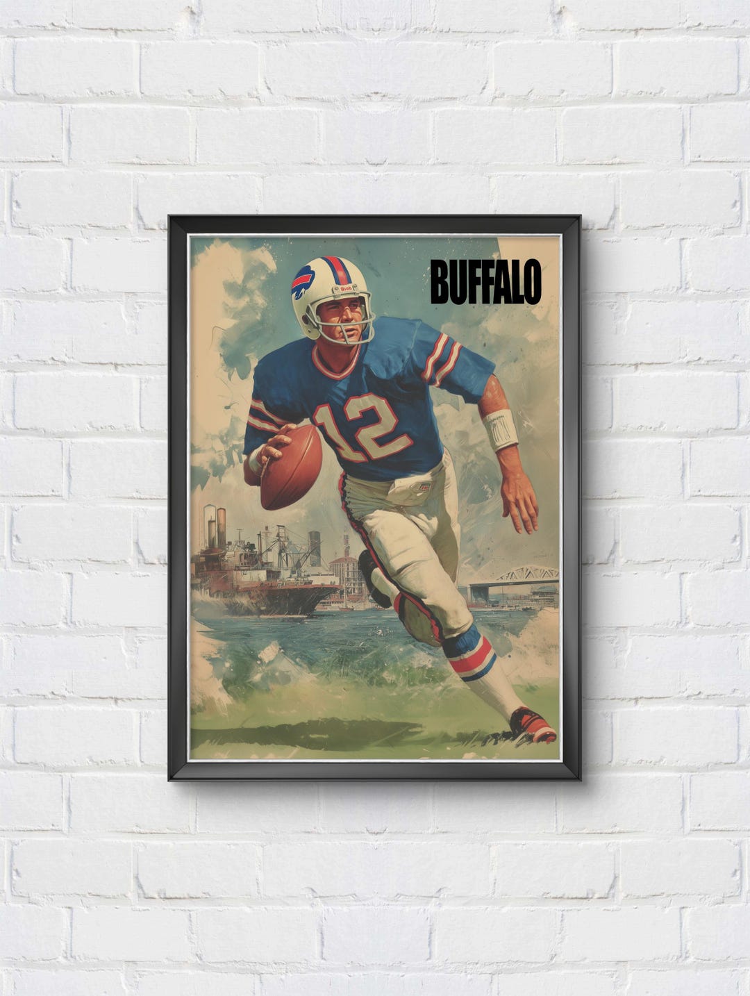 Buffalo 1970s 1980s Classic Vintage Poster Wall Art Football Legend ...