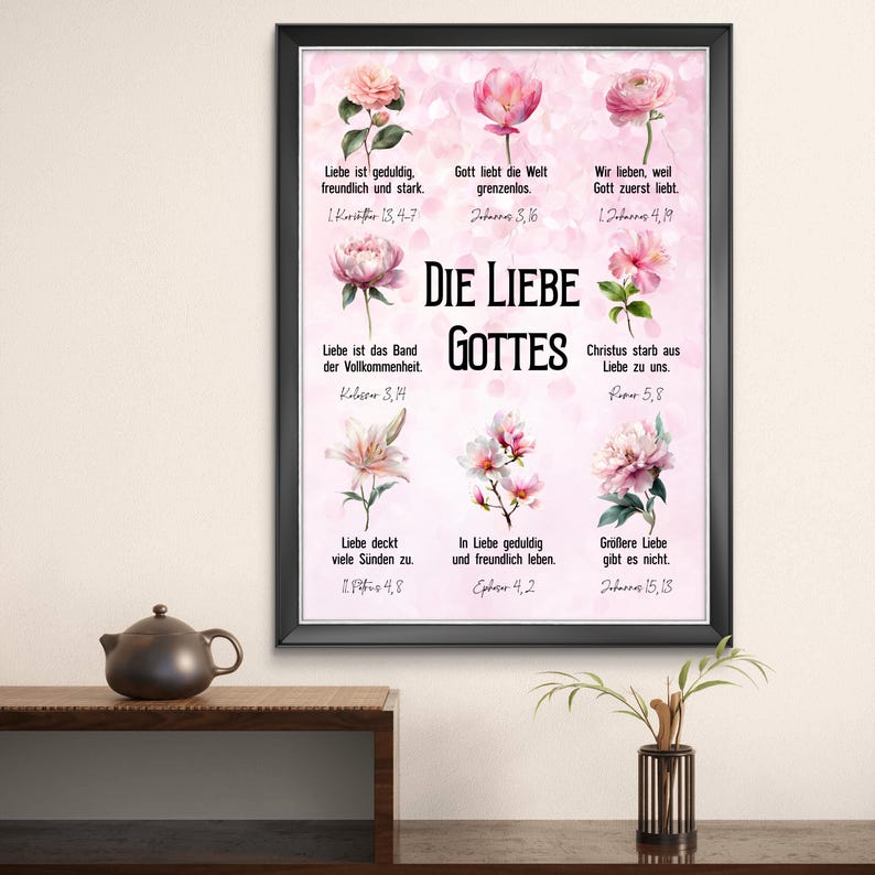Die Liebe Gottes - Christliches Poster Bild Bibelvers Kunstdruck Glaube ...