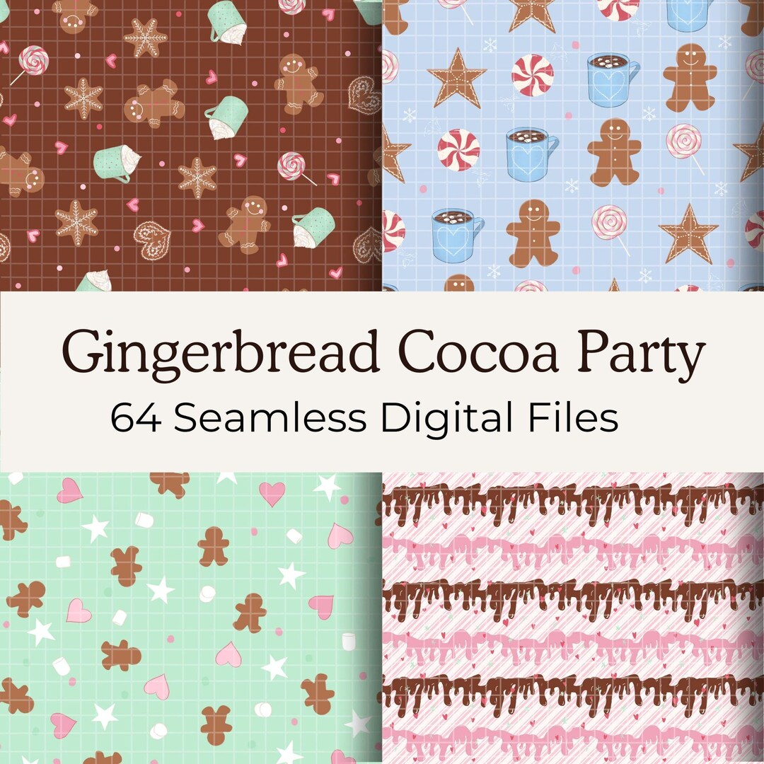 Gingerbread Sweet Shop MEGA Pattern Bundle – 4 Seamless Designs, Winter ...