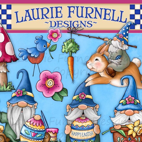 Easter Gnomes. Watercolor Clipart Spring Eggs Child | Etsy