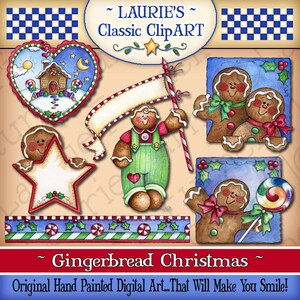 Gingerbread Christmas Digital Art, Christmas Clipart, Gingerbread Boy ...