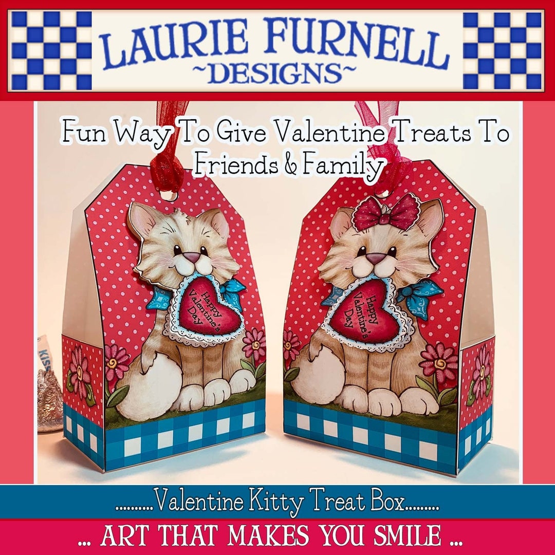 Valentine Kitty Treat Box, Valentine Party Favor. Laurie Furnell ...