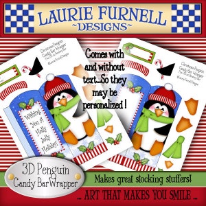 Penguin Candy Bar Wrapper, Penguin Candy Wrapper, Christmas Candy Bar ...