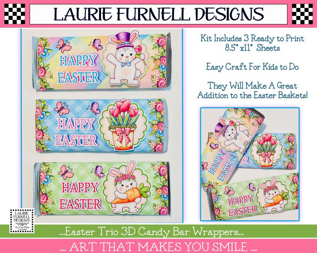 Easter Candy Bar Wrappers, Spring Candy Bar Wrappers, Bright Spring ...