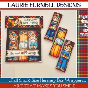 Fall Snack Size Candy Bar Wrapper, Scarecrow Candy Wrapper, Pilgrim ...