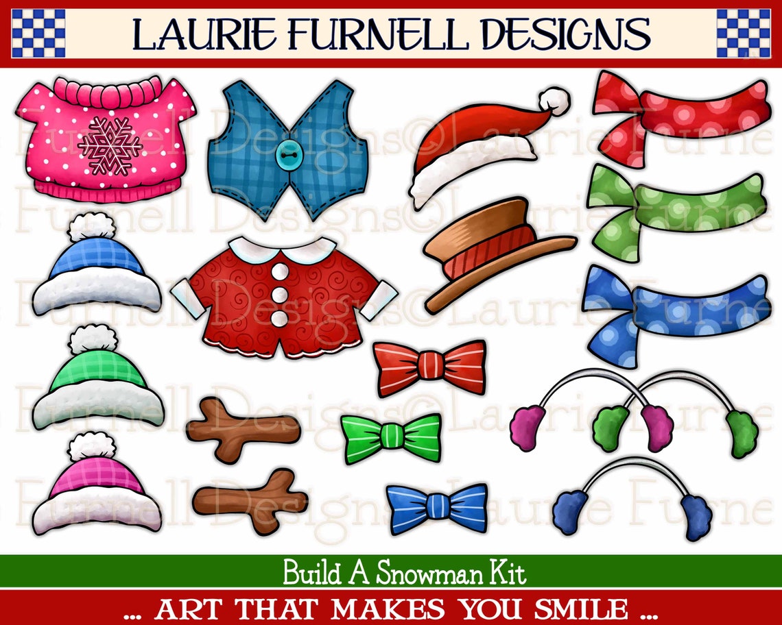 Build A Snowman Clip Art Make A Snowman Digital Kit Snowman | Etsy