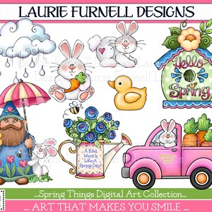 Spring Clip Art, Bulletin Board Decor, Spring Flower Pngs, Spring Bunny ...