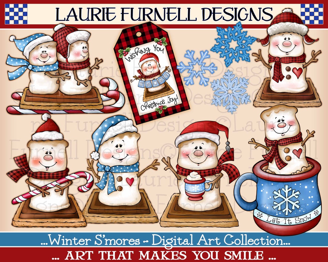 S'mores Clip Art, Winter S'mores Graphics, Smore PNG, S'more Treat Tag ...