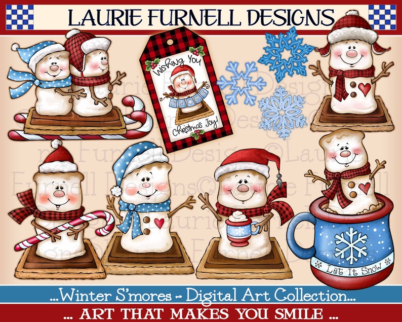 S'mores Clip Art, Winter S'mores Graphics, Smore PNG, S'more Treat Tag ...