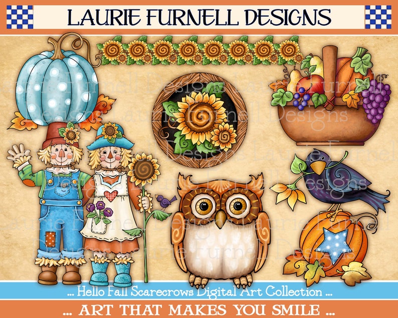 Fall Scarecrow Clip Art, Scarecrow Family PNG, Fall Png, Sublimation ...