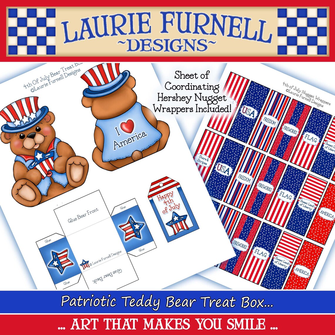 4th of July Treat Box/ July 4th Party Favor/laurie Furnell/ 4th of July ...