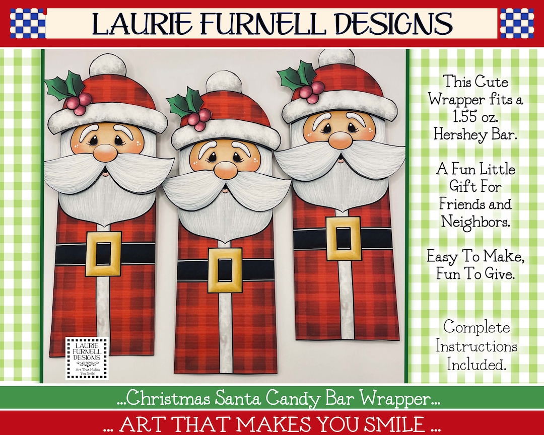 Santa Candy Bar Wrapper, Christmas Candy Bar Wrapper, Laurie Furnell ...