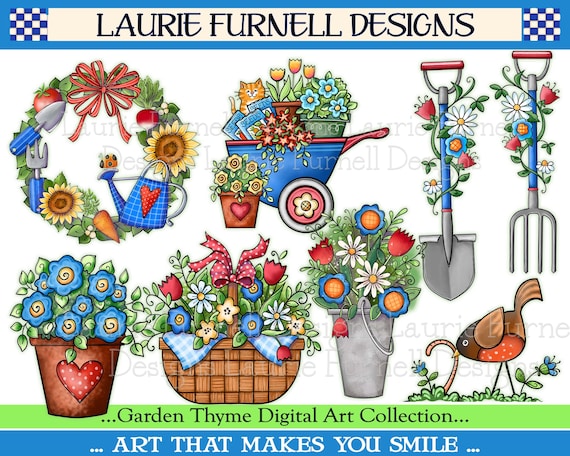 Garden Clip Art Floral Clip Art Spring Flowers PNG Veggie - Etsy